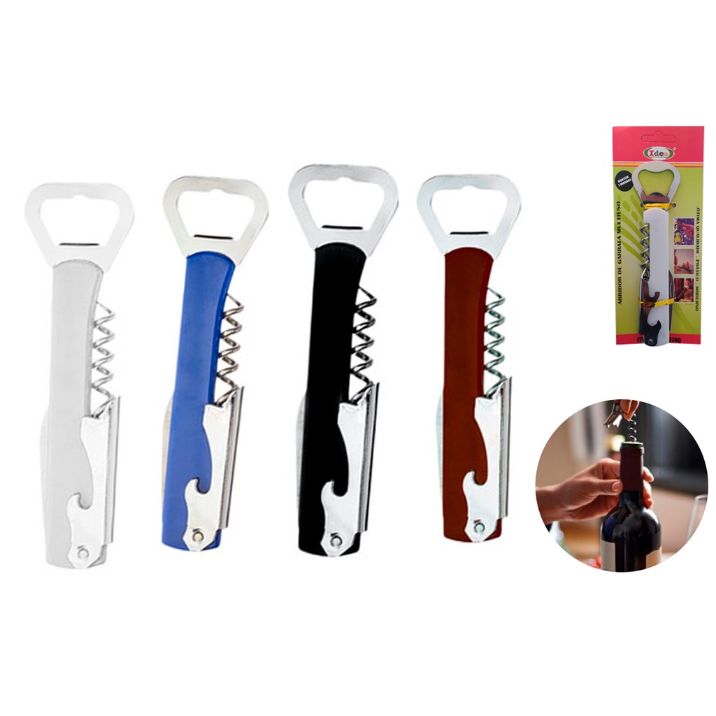 Saca Rolhas De Vinhos Abridor de Garrafa Profissional Inox | Shopee Brasil