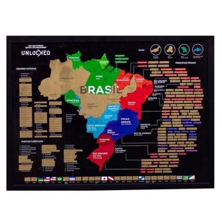 Mapa Do Brasil de Raspar | Unlocked | Com moldura | 94X60 CM | Mapa de ...