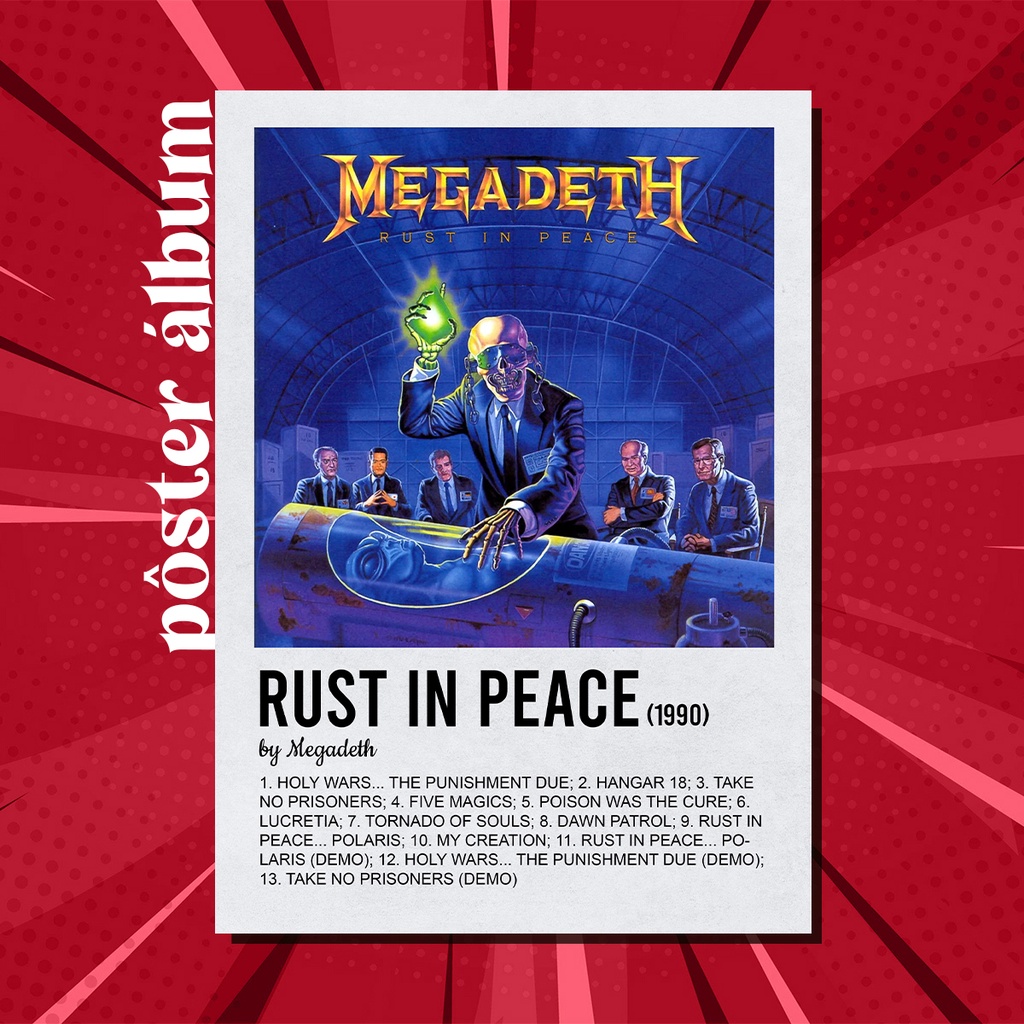 Pôster Álbum Rust in Peace - Megadeth - Escorrega o Preço