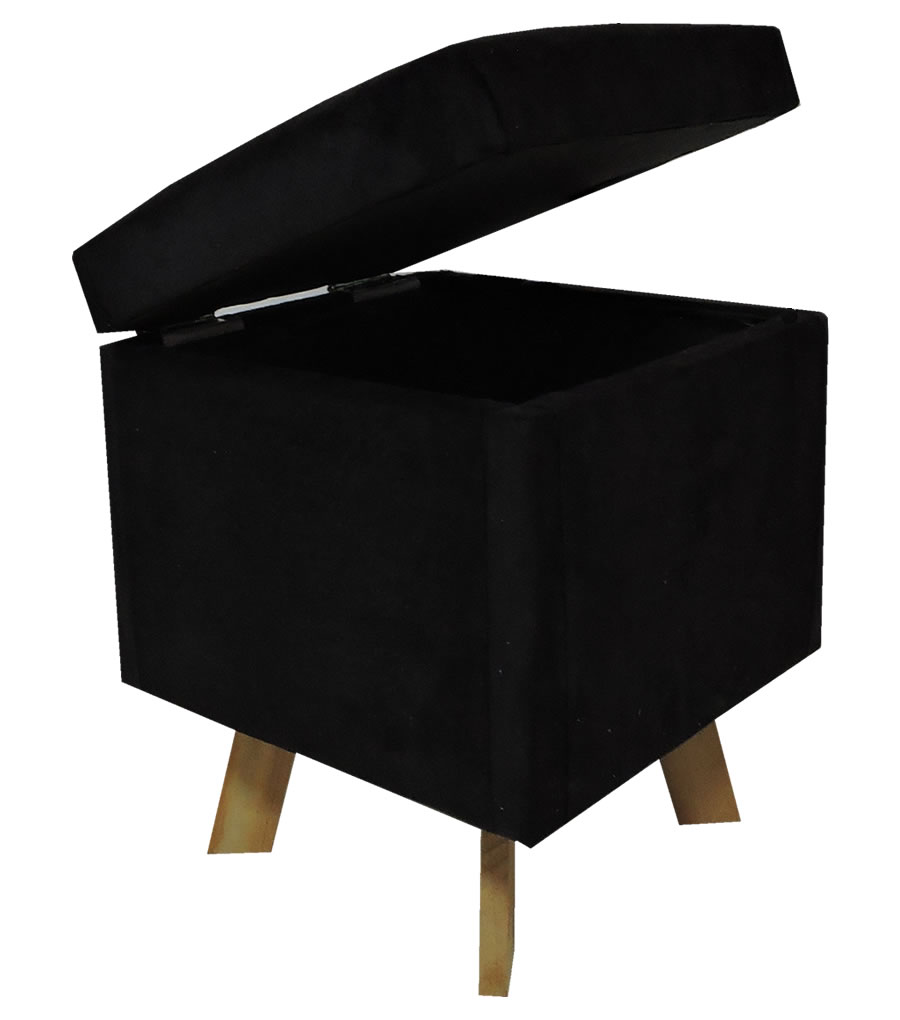 PUFF PUF BAU RETRO QUADRADO SUEDE PRETO | Shopee Brasil