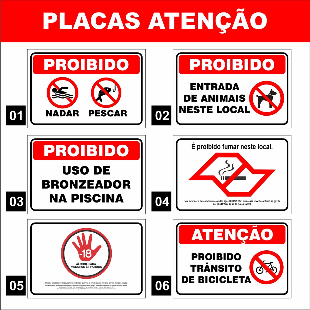 Placa Sinalizadora de Atenção - Placa de Sinalização em PVC - Proibido ...