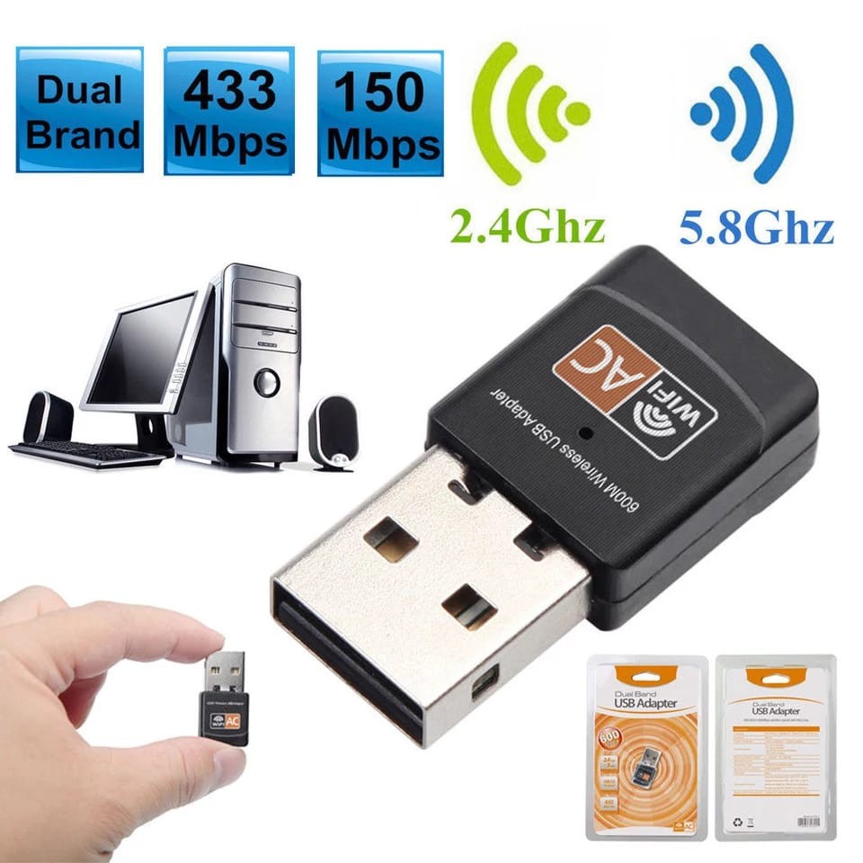 Adaptador Receptor Wireless Usb Wi-fi 5ghz Dual Band - Envio Imediato ...