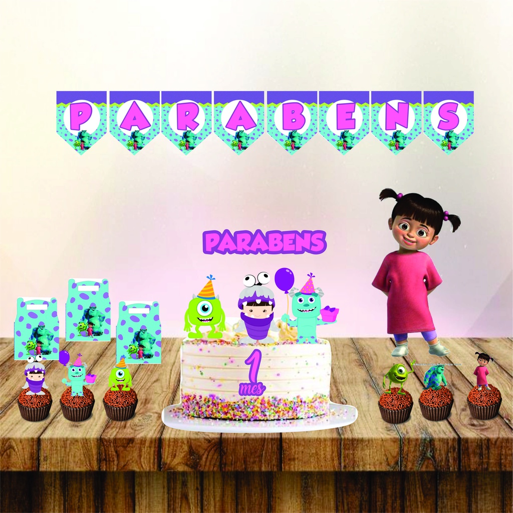 Kit só um bolinho Boo Monstros SA - Mesversario - Enfeites de Mesa BOO ...