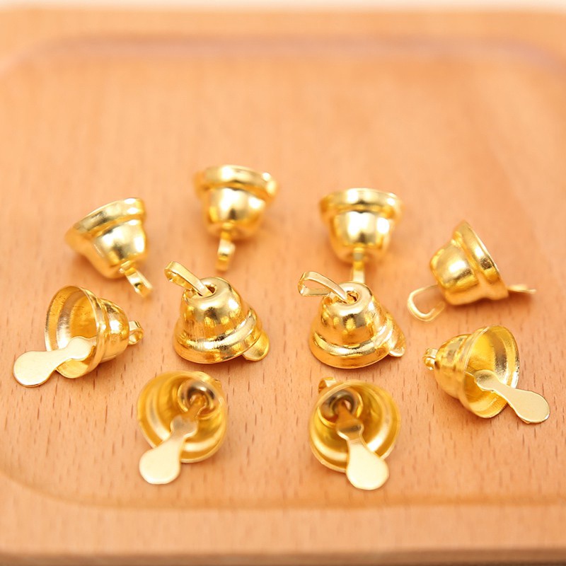 10Pcs 2CM Mini Sino Artesanal 2CM/Ouro Prata Metal Pequenos Jingles ...