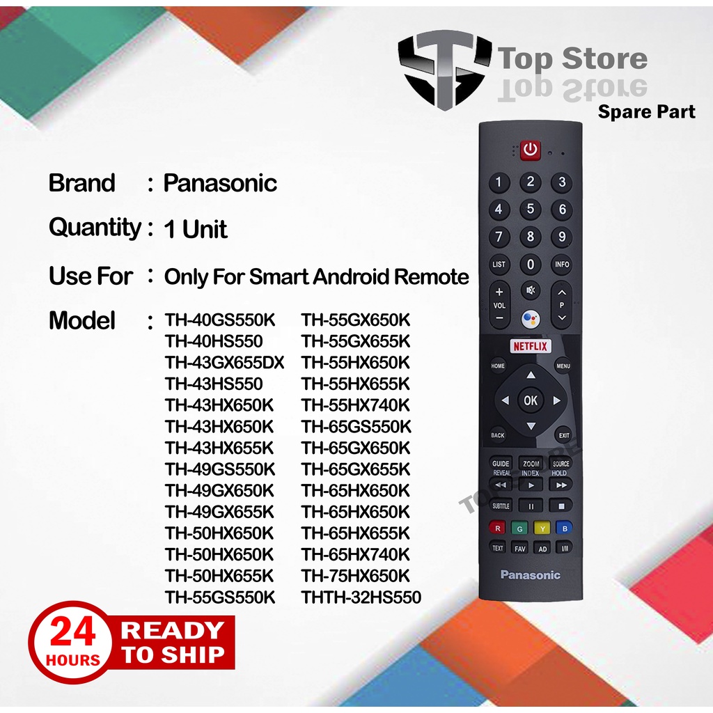 Controle Remoto Da TV Panasonic Smart Android th-40GS550K 40HS550 43GX655DX 43HS550 43HX650K ...