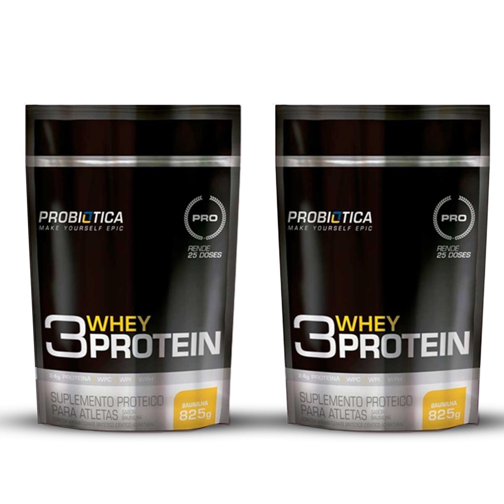 Kit 2 Whey Protein 3w - 825 Gr Sabores - Probiotica | Shopee Brasil