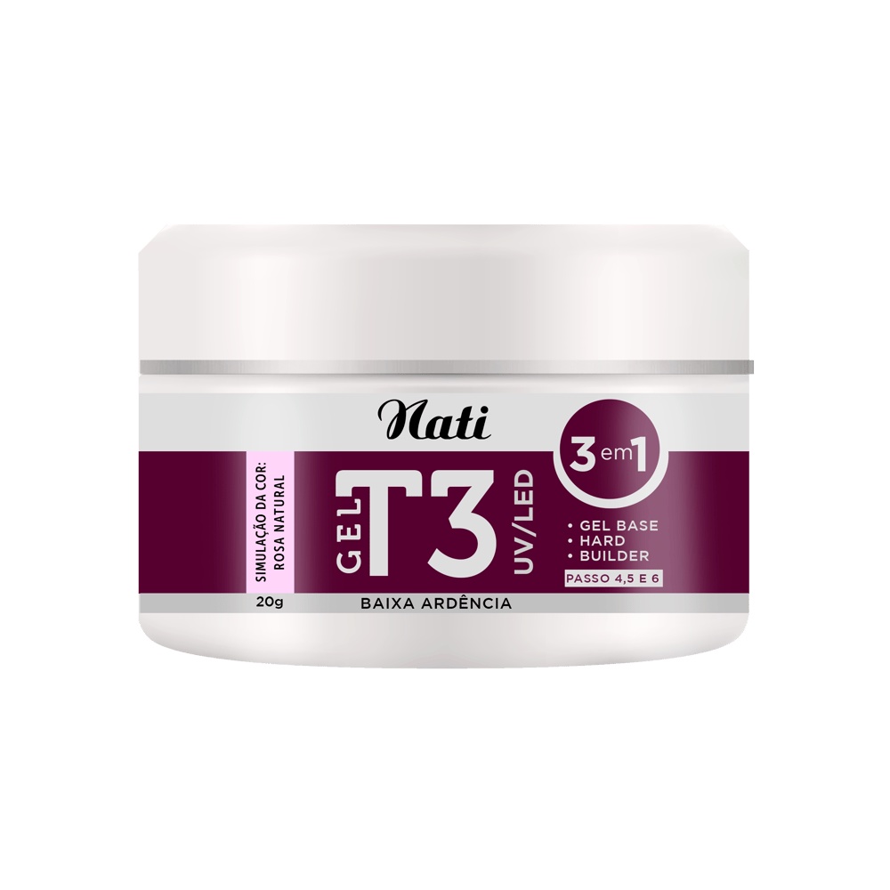 Gel Nati T3 UV/LED 3 EM 1 - Rosa Natural - 20g | Shopee Brasil