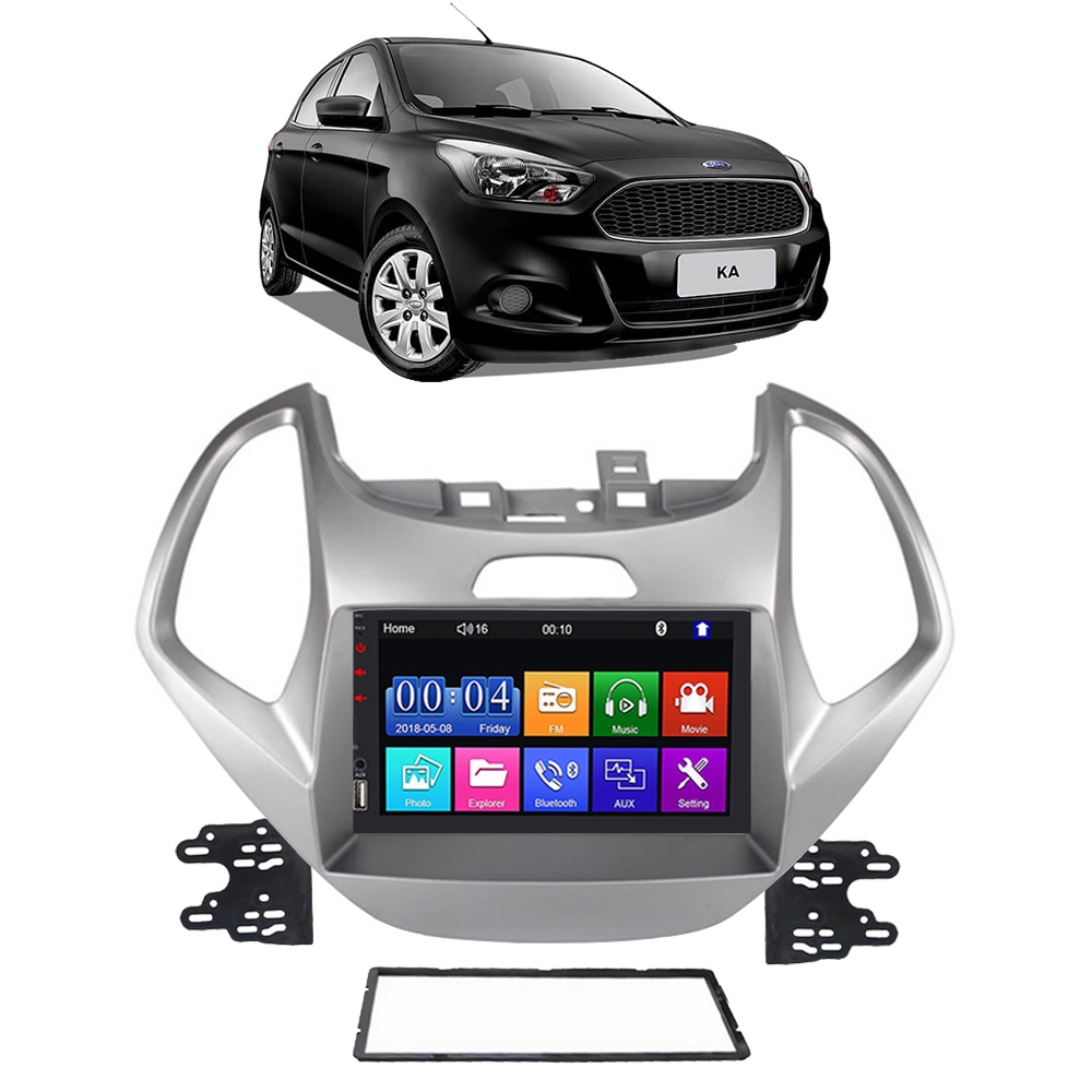 Kit Central Multimidia Mp5 Ford Ka 2015 2016 2017 Sem Sync 7 Polegadas Espelhamento Android e ...