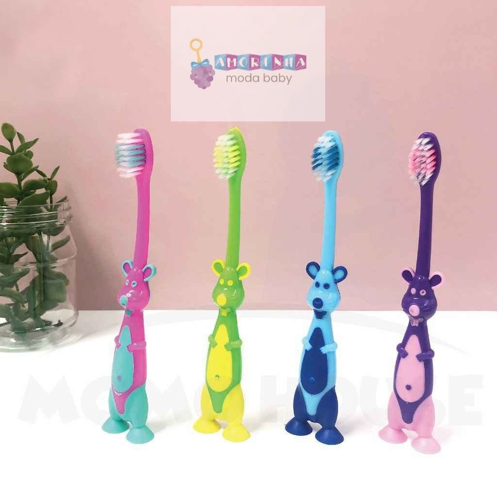 escova de dente infantil macia com ventosa e protetor | Shopee Brasil