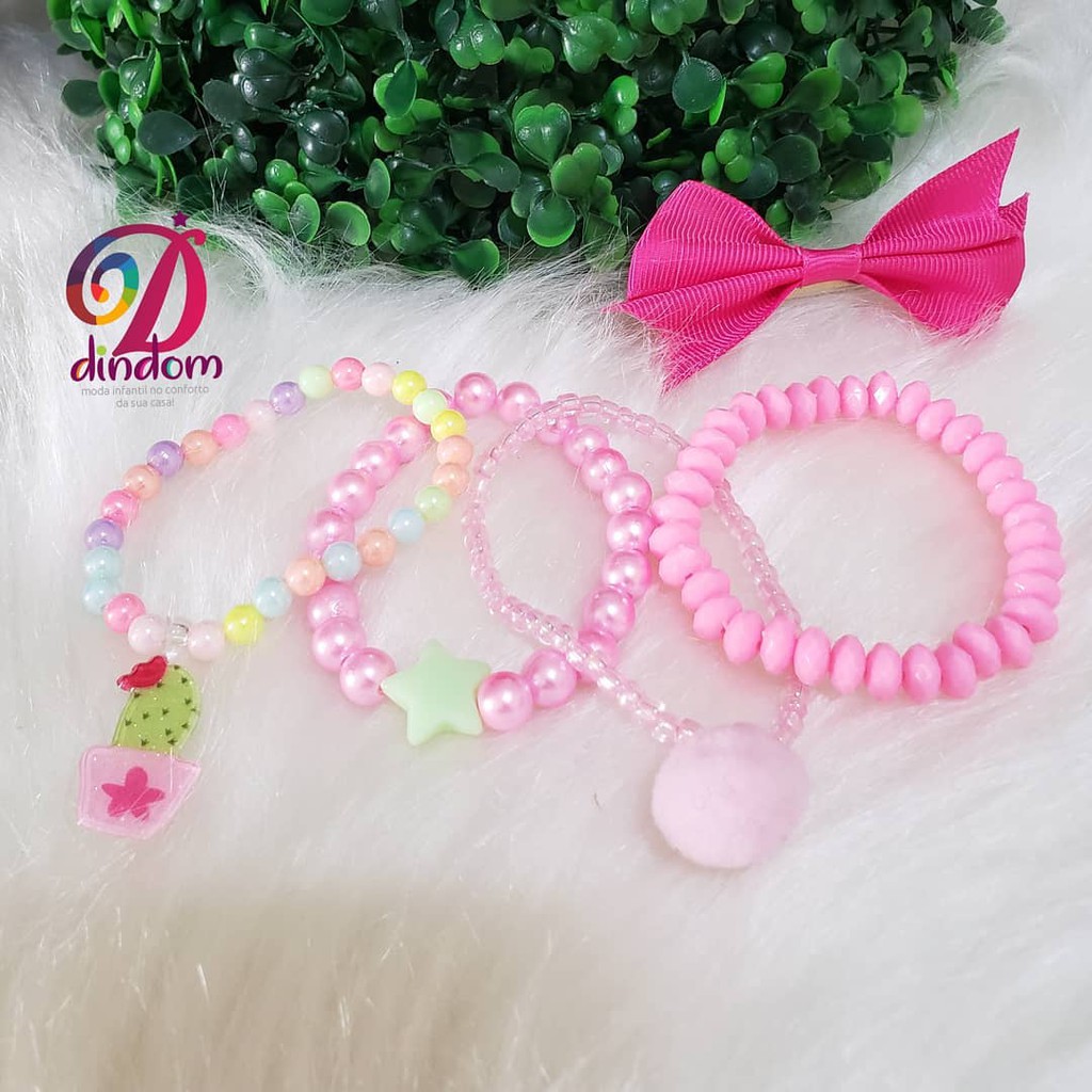 Kit de Pulseiras Infantil para Meninas Bijuterias | Shopee Brasil