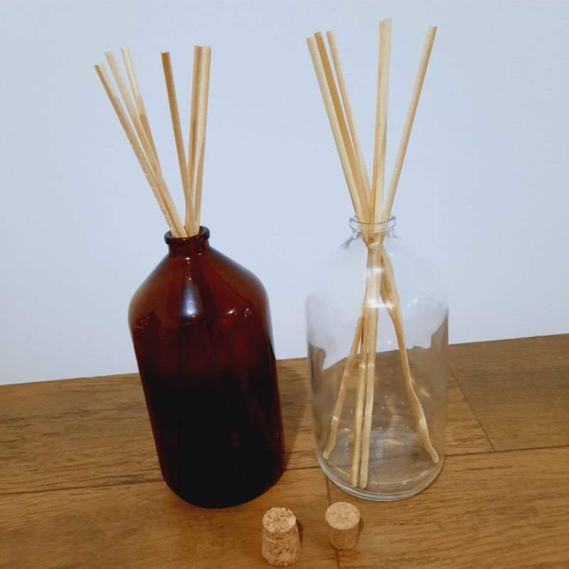2 Vidros âmbar Ou Cristal 500ml Com Rolha Para Aromatizador Com 6