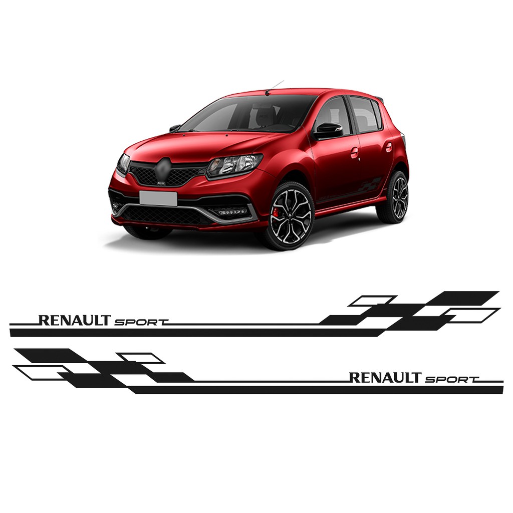 Par De Adesivos Laterais Faixas Portas Sandero Renault Racing Sport ...