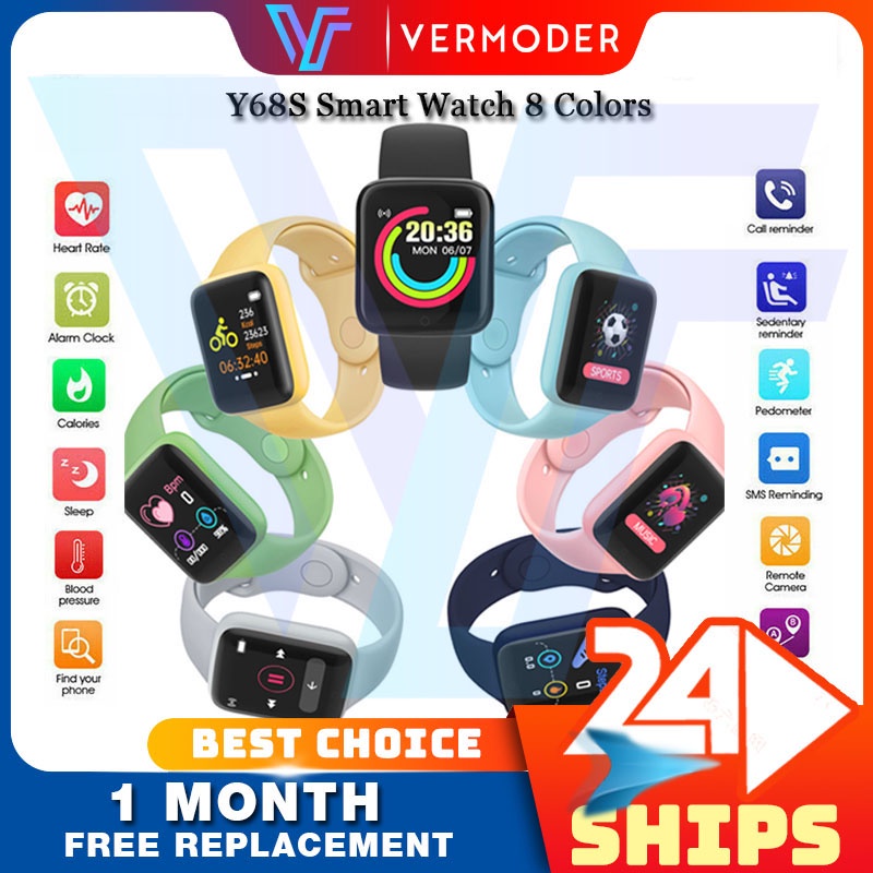 Macaron Y68 D20 1,44 polegadas relógio inteligente smart watch colorido ...