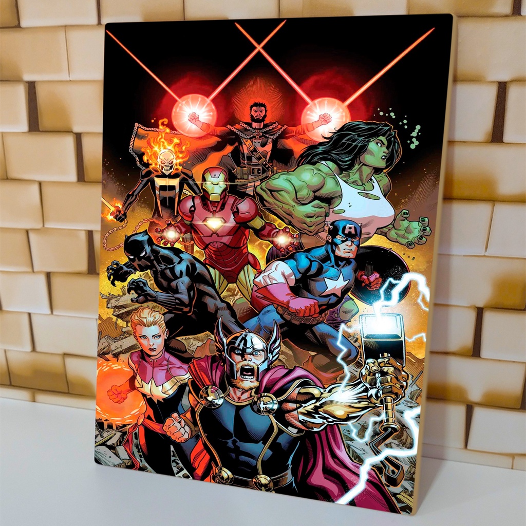 Placa Decorativa Avengers Cartoon Marvel 28x20cm Alta Definição ...