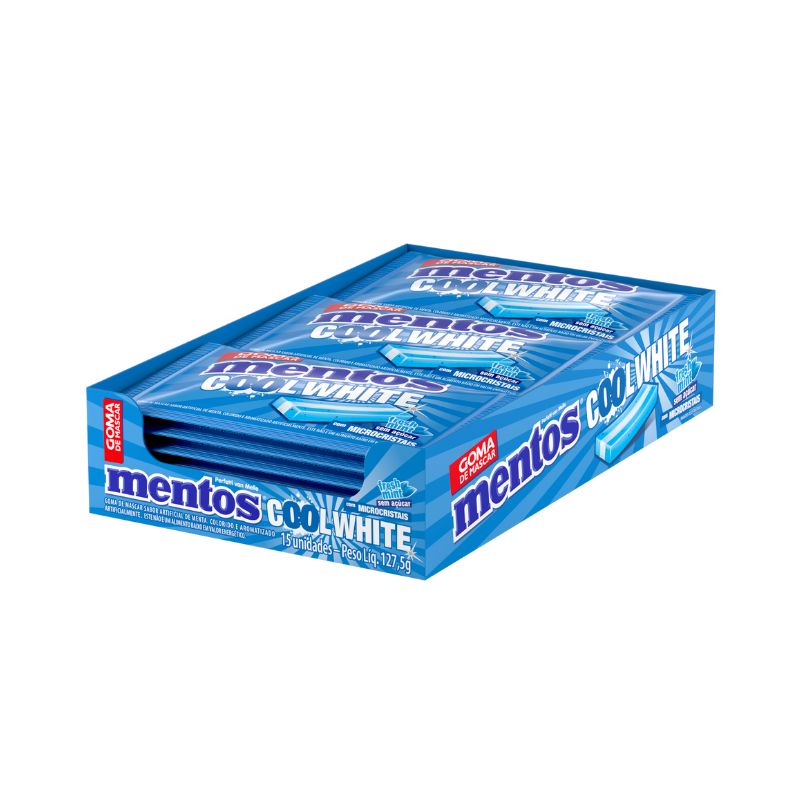 Chiclete Mentos Goma de Mascar Mentos COOL WHITE Sabor Fresh Mint Sem ...