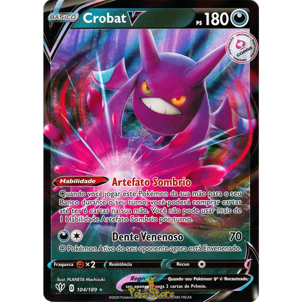 Carta Pokemon Crobat V Português Card Original Copag - Pronta Entrega ...