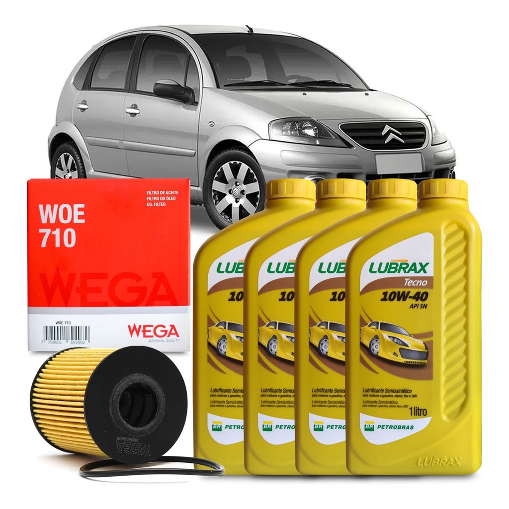 Kit Troca Oleo 4 Litros 10w40 Lubrax Filtro Refil Citroen C3 | Shopee ...