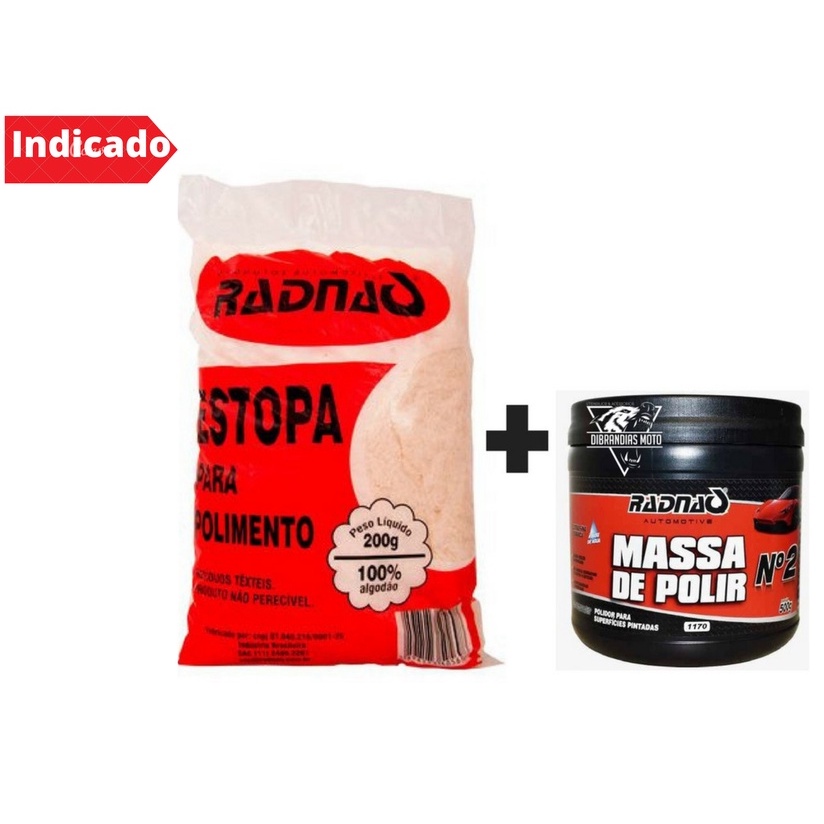 Massa Para Polir N°2 Com Estopa 100% Algodao Elimina Riscos E Manchas RADNAQ Carro Moto uso ...