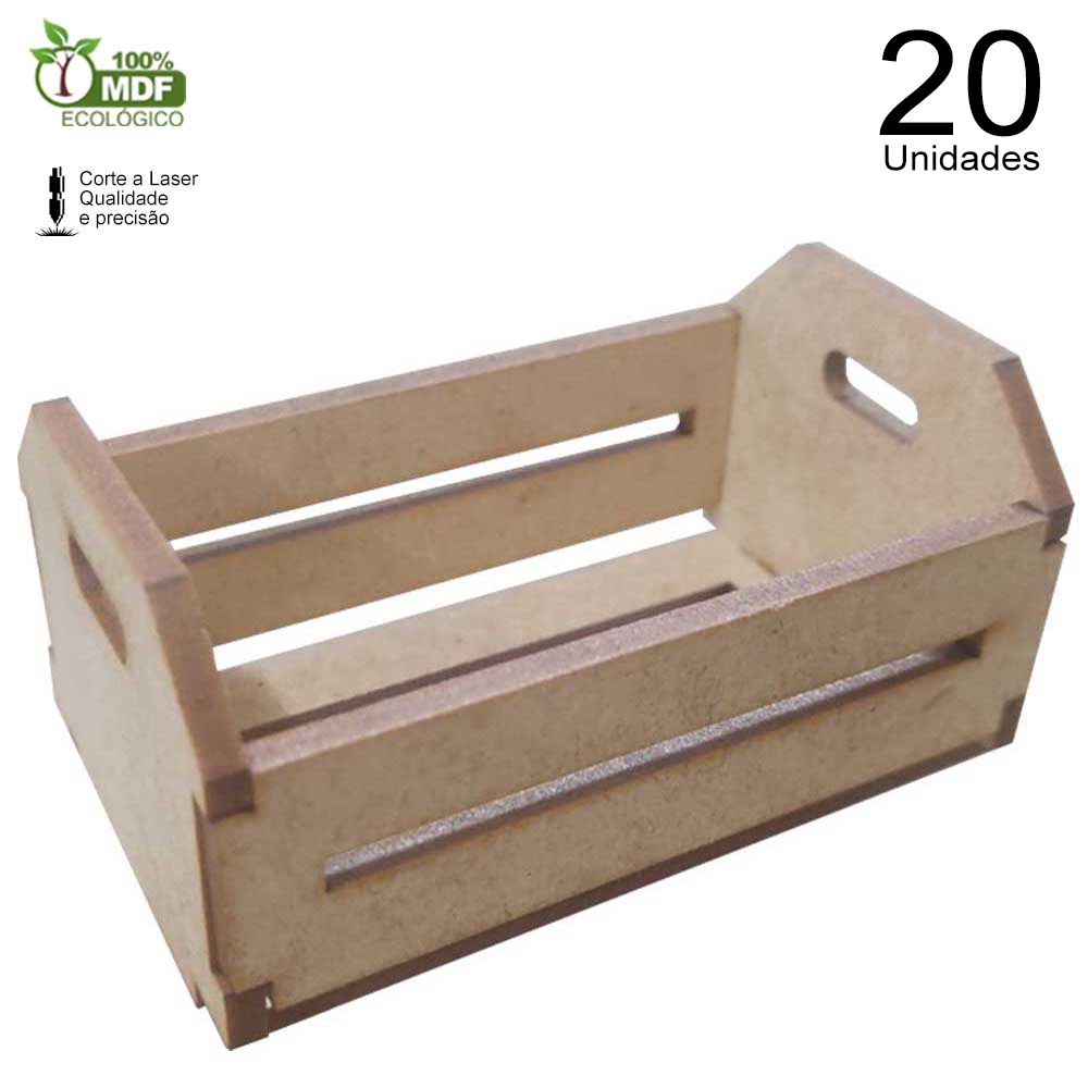 Kit 20 Mini Caixa Feira Caixote Caixotinho Engradado MDF 5 x 4 x 8 (A x ...