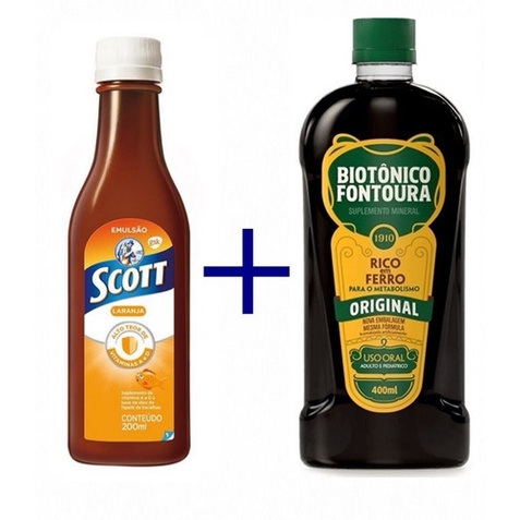 Scott Emulsão Laranja 200ml + Biotonico Fontoura 400ml | Shopee Brasil