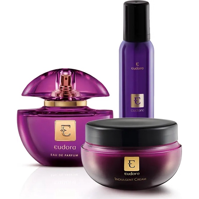 Kit Eudora Roxo Eau de Parfum + Creme Hidratante + Espuma de Banho ...