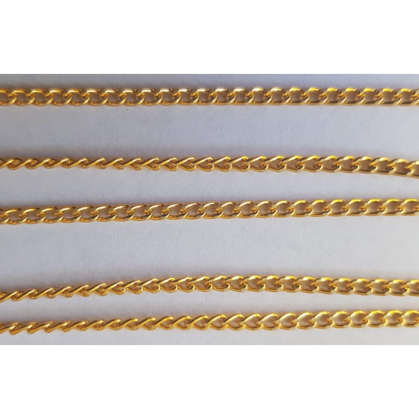 Corrente de metal Grume lixado Dourada 4mm para artesanato Bijuteria (1 ...