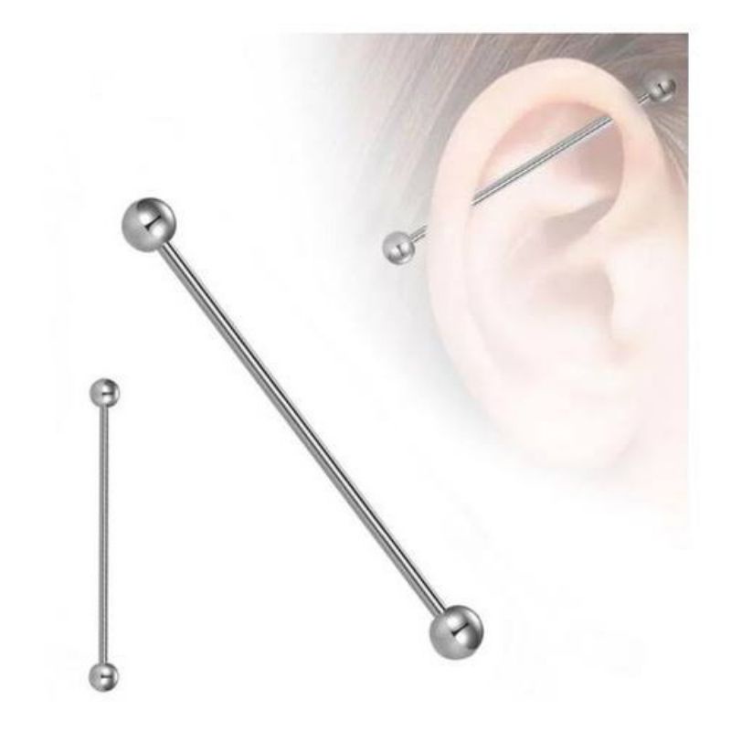 Piercing transversal orelha unissex 1 unidade aço cirúrgico bolinha ...