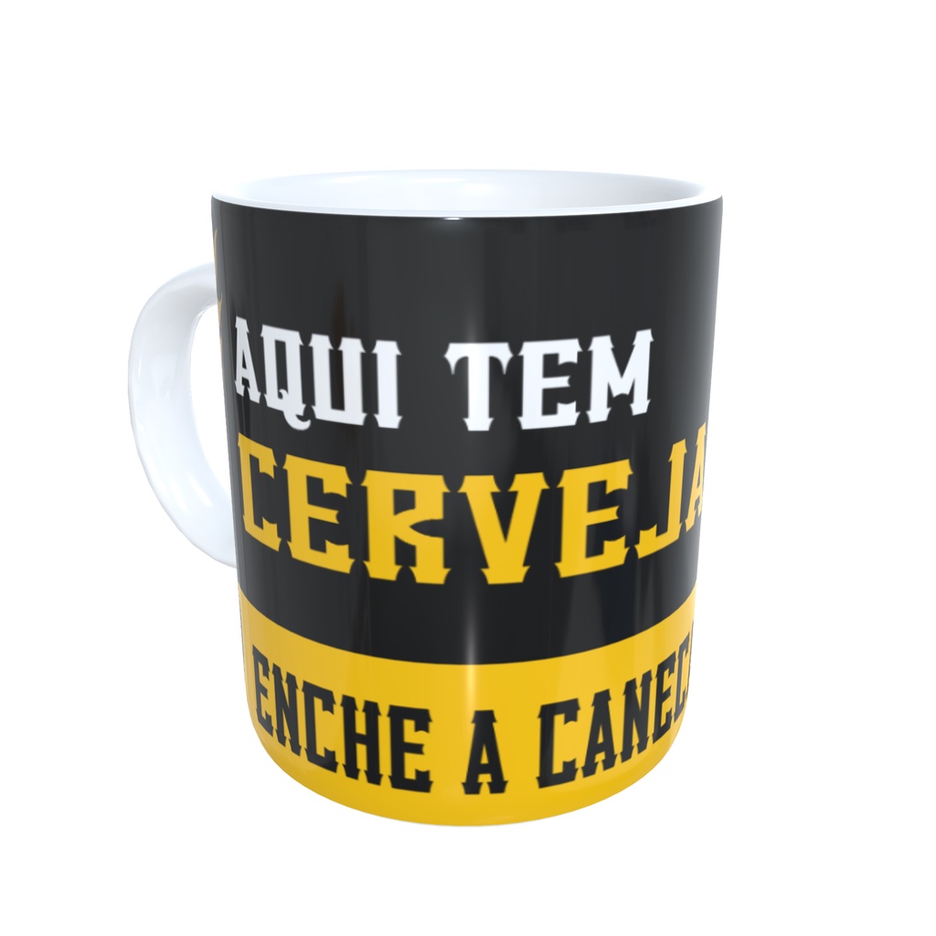 Caneca Personalizada "Aqui tem Cerveja" - Porcelana 325ml (Exclusiva ...