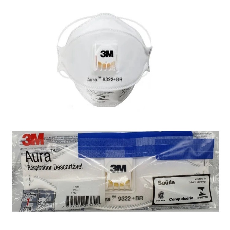 MASCARA 9322 AURA 3M N95 PFF2 COM VALVULA ( KIT 05 PEÇAS ) | Shopee Brasil