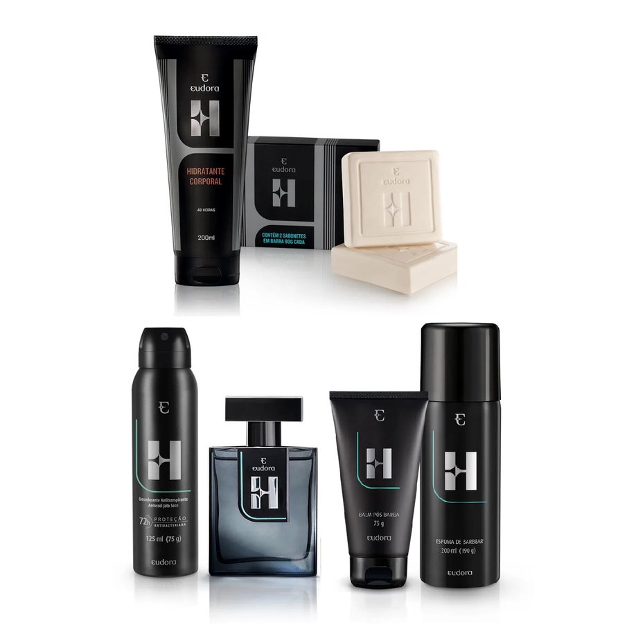Linha H Eudora Perfume hidratante sabonete espuma pos barba aerossol | Shopee Brasil
