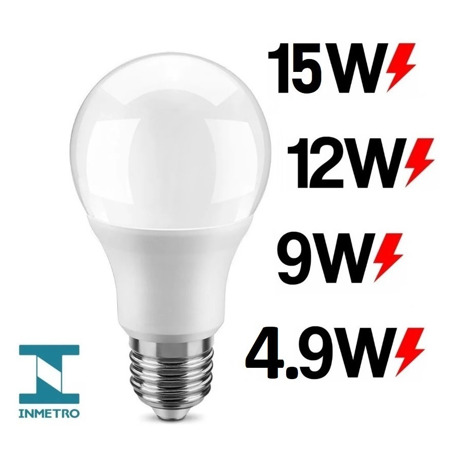 Lampada Led Bulbo 4.9w, 7w, 9w, 12w, 15w Bivolt E27 6500k Luz Branco Frio | Shopee Brasil