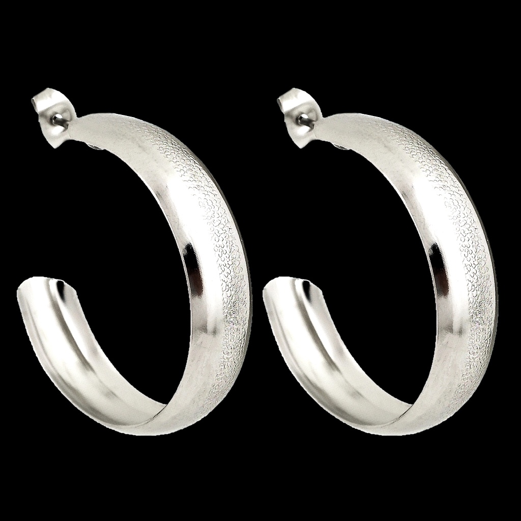 Brinco Argola Lisa Risco Fosca de Aço Cirúrgico Antialérgico Feminino ...