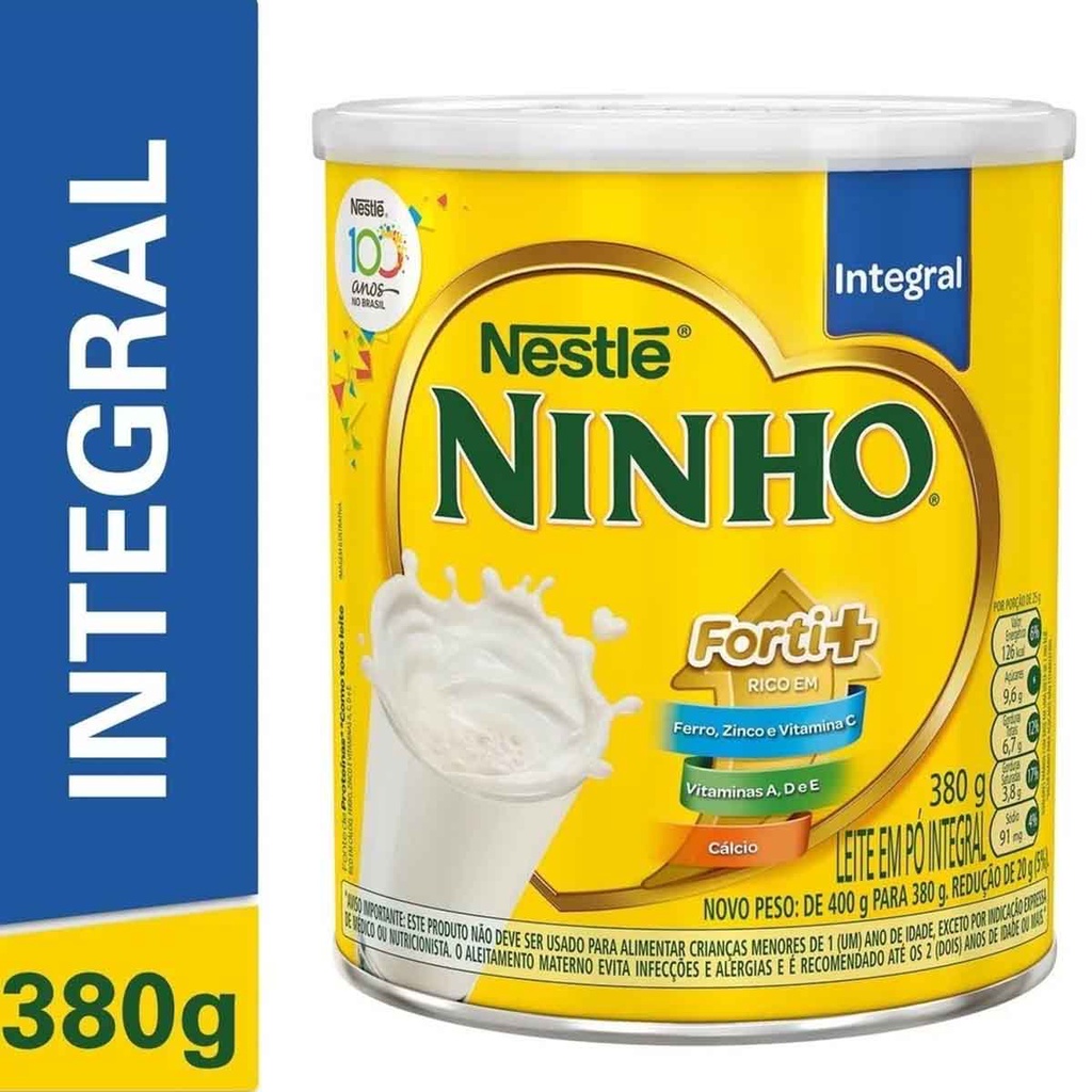 Nestlé Leite em Pó Ninho Integral Fort+ 380g | Shopee Brasil