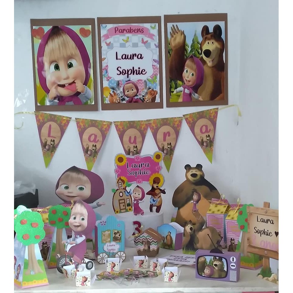 KIT PAPELARIA MASHA E O URSO | Shopee Brasil