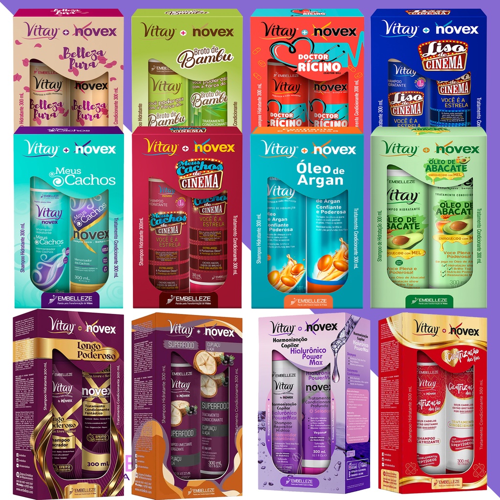 Kits Vitay + Novex Shampoo 300 + Condicionador 300ml | Shopee Brasil