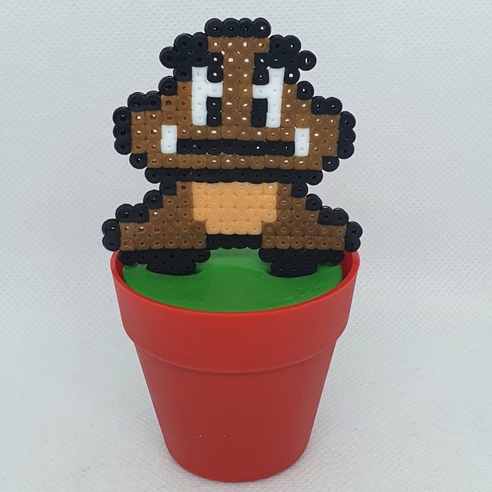 Vaso decorativo Mario Bros | Goomba | Pixel art | Shopee Brasil