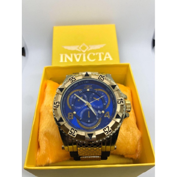 Relogio invicta grande pulseira em borracha masculino fundo preto azul ...