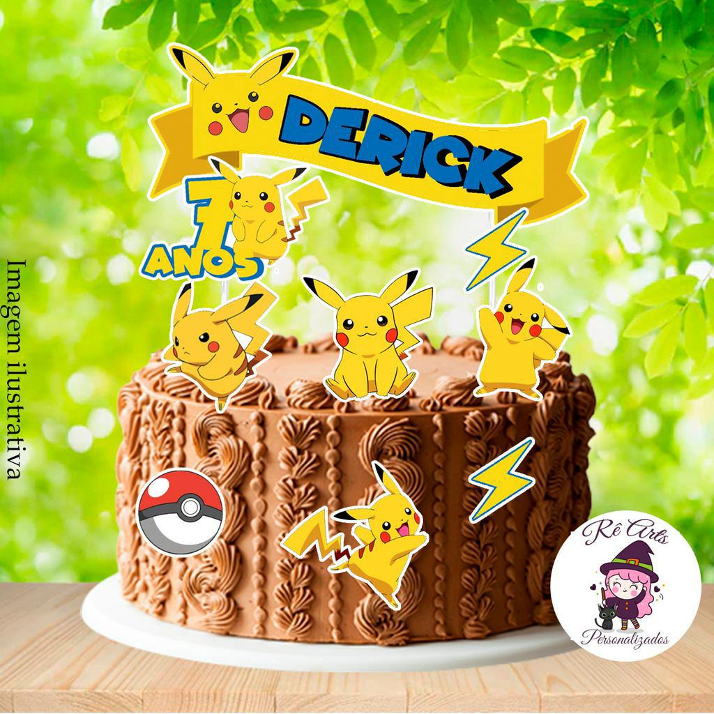 Topo de Bolo Pikachu Pokemon Topper Cake | Shopee Brasil