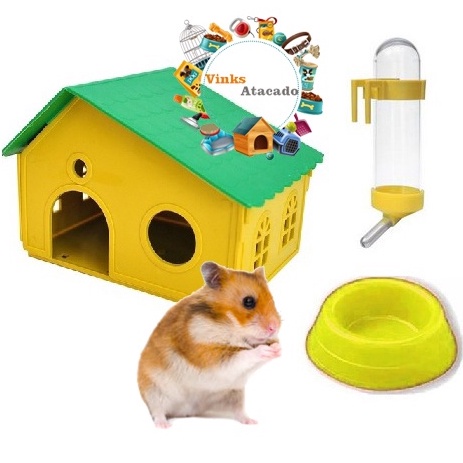 Casinha Bebedouro Comedouro Para Hamster Ramster Topolino Camundongo ...