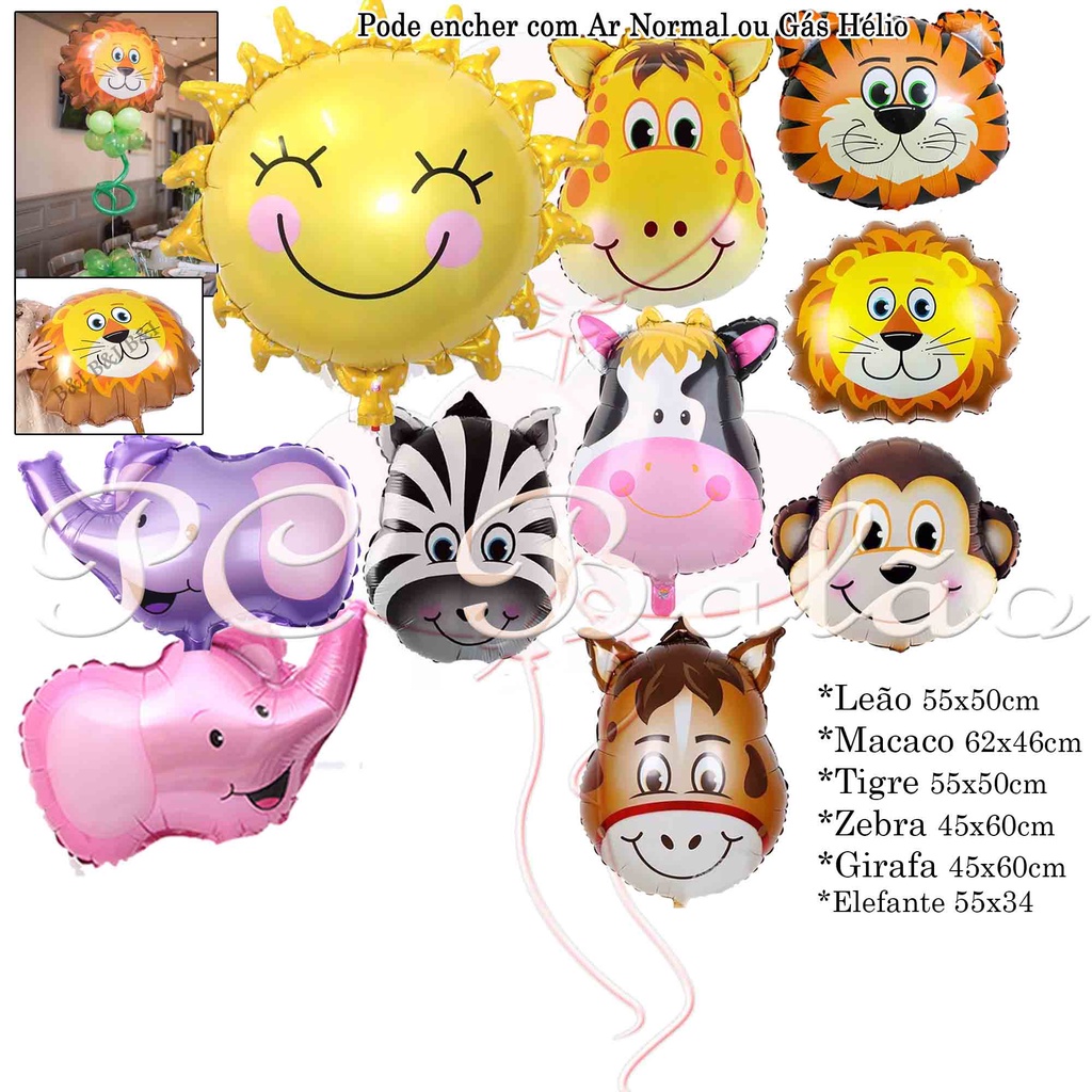 Balão Metalizado Fazenda Safari VACA ou CAVALO Sol Gigante Festa ...