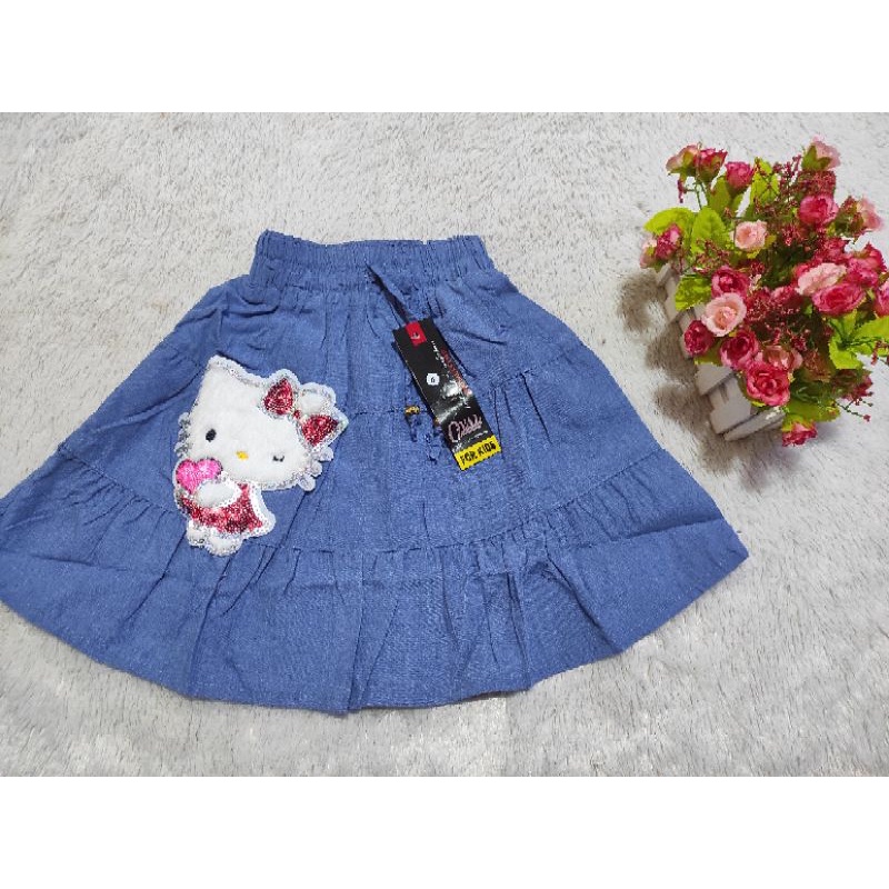Saia JEANS Infantil Idade 3 4 5 6 Anos/Motivo HELLO KITTY | Shopee Brasil