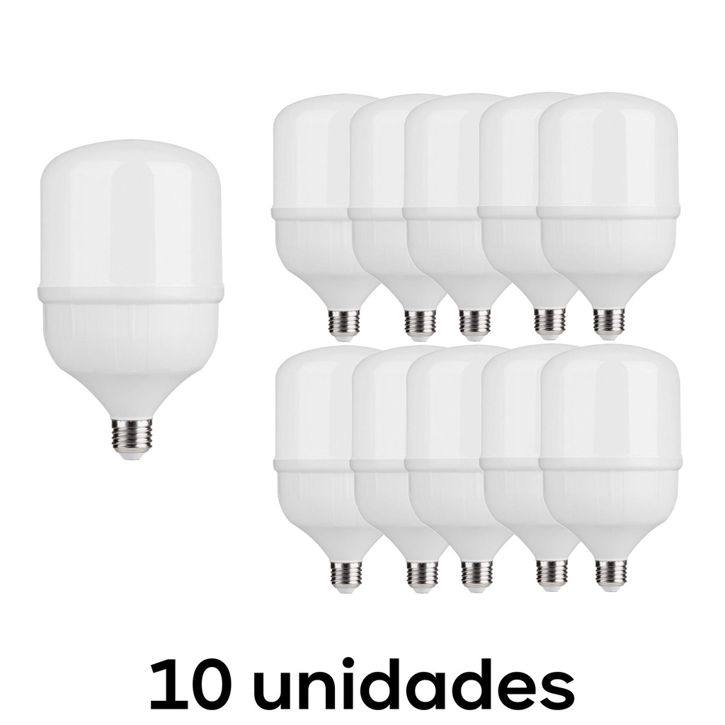 Kit Lampada Bulbo Led 50W 6500K - Bivolt - Branco Frio - 10 unidades | Shopee Brasil