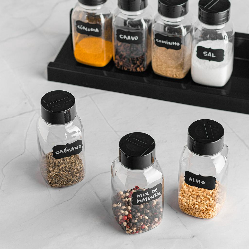 Kit com 40 Potinhos para Tempero 200 ML + Etiqueta Lousa e Caneta Giz com Garantia de Fábrica e ...