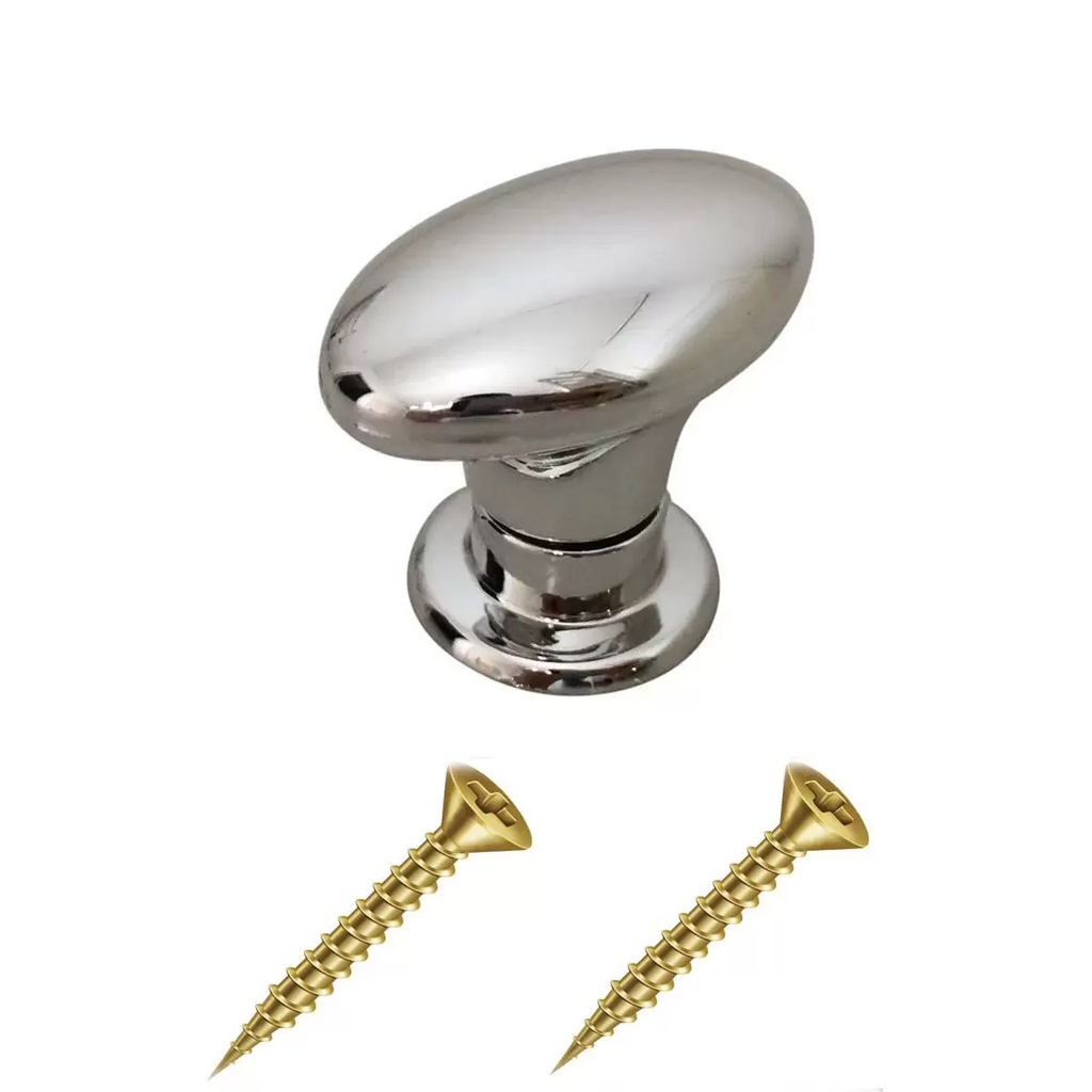 Jogo Com 100 Puxador Oval Cromado Com Parafusos Resistente Para Gavetas ...