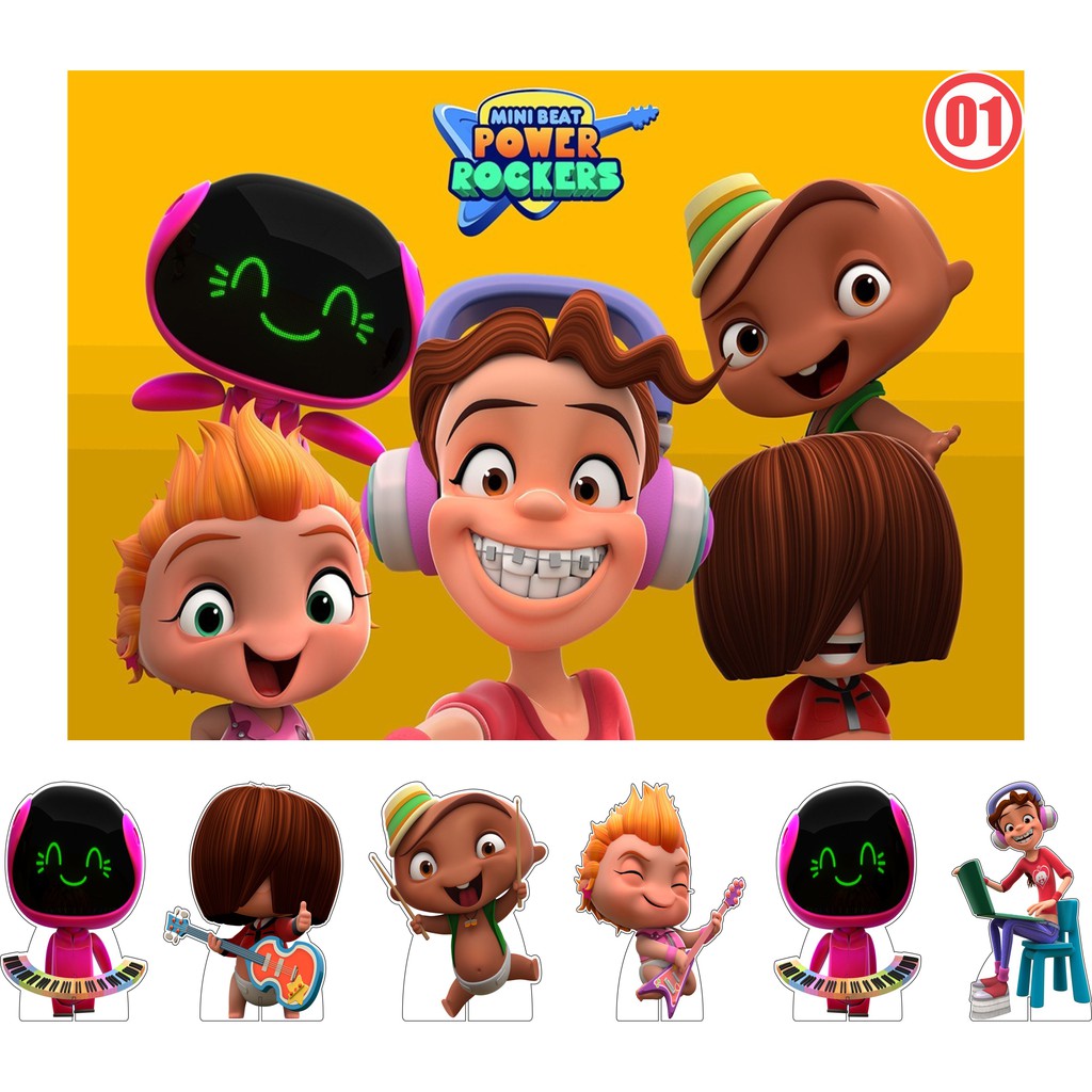 Kit Display De Mesa + Painel Festa Infantil Mini Beat Power Rockers ...