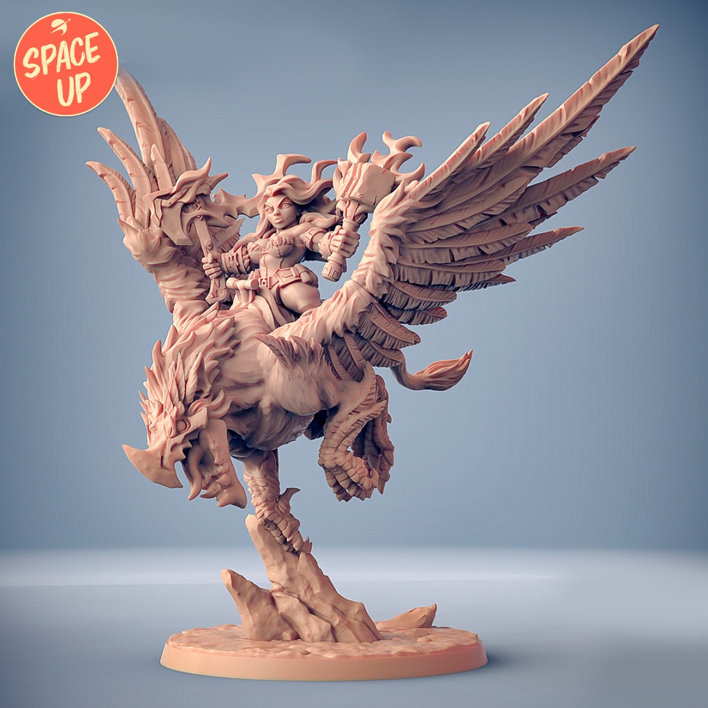 Miniaturas RPG Anã Guerreira e Montaria Grifo Helga on Thundrebeak ...