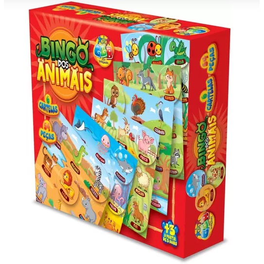 Jogo De Tabuleiro Educativo Infantil Bingo Dos Animais 3+ | Shopee Brasil
