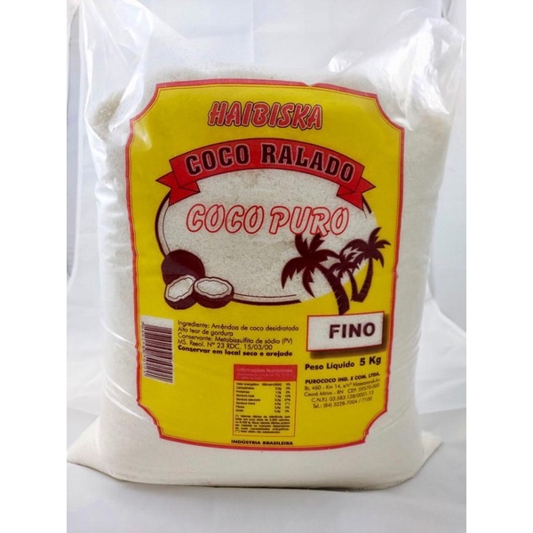 Coco ralado fino saco de 5kg 100% natural, sem extração do leite ...