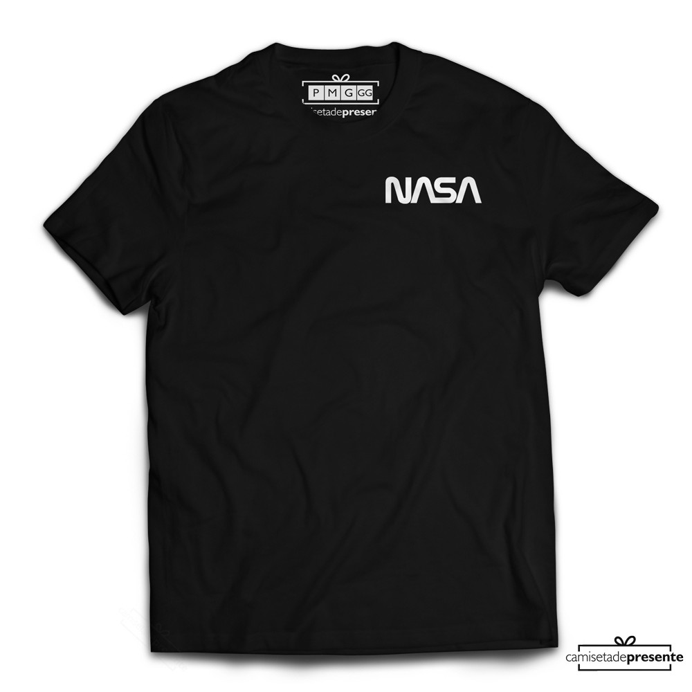 Camiseta Masculina Camisa Nasa Logo Peito Geek Aeronautics And Space | Shopee Brasil