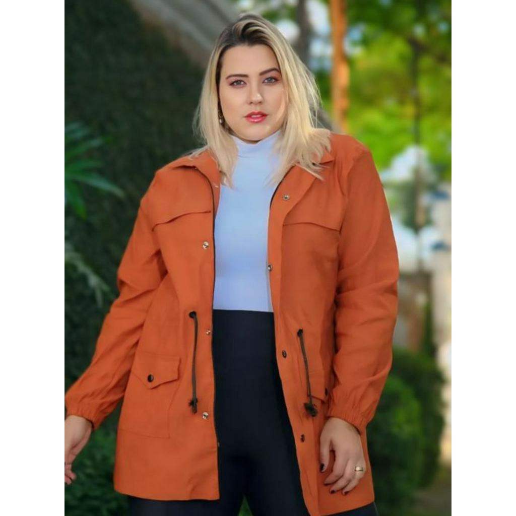 Jaqueta Plus Size Parka Moda Inverno Conforto E Qualidade Com Bolsos ...